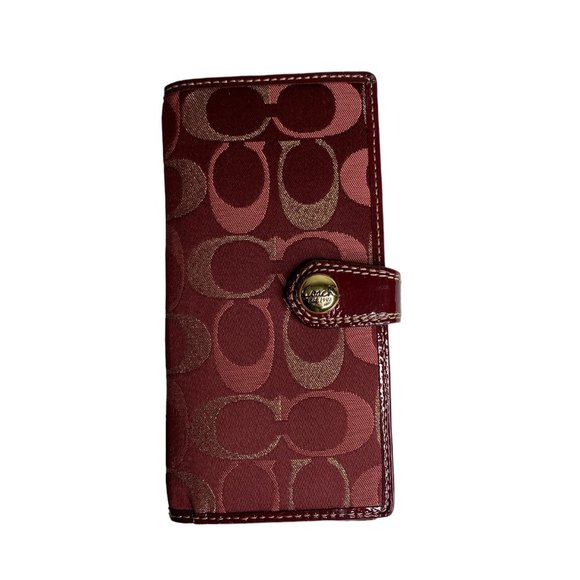 Coach | Bags | Coach Signature Red Gold Wallet Money Card Holder Nwot ...
